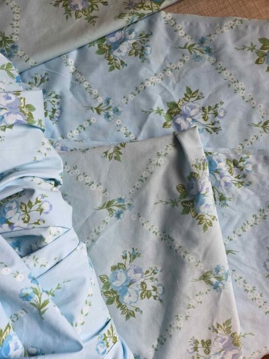Montgomery wards | Bedding | Vintage Trellis Rose Blue Sheet Set | Poshmark